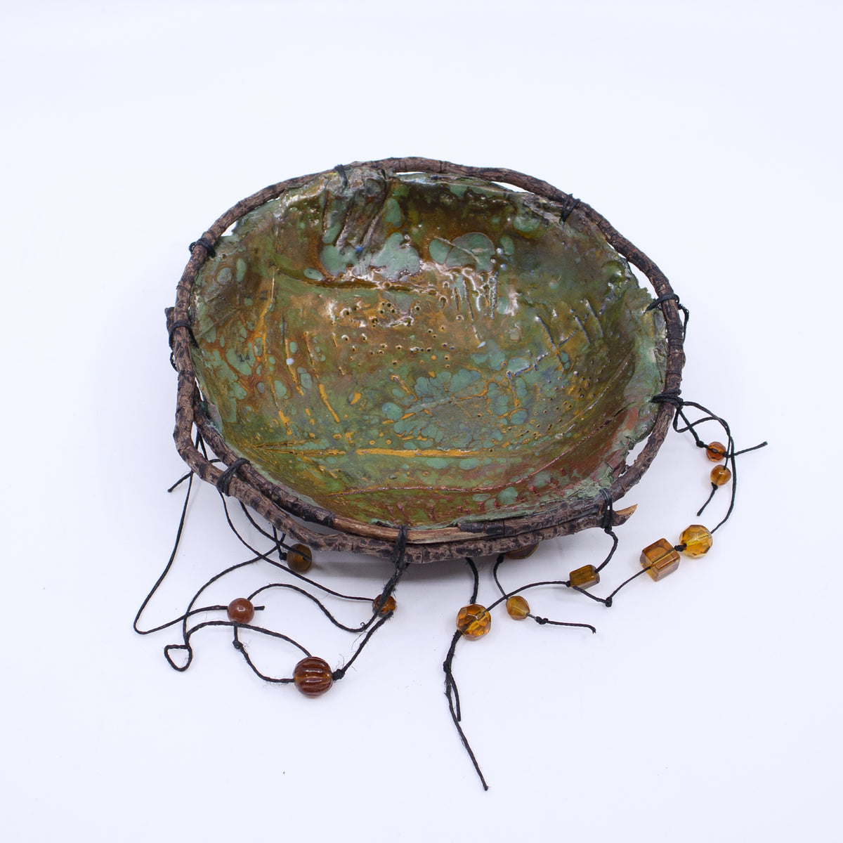 Green/Bronze Encaustic Bowl – South Shore Gallery