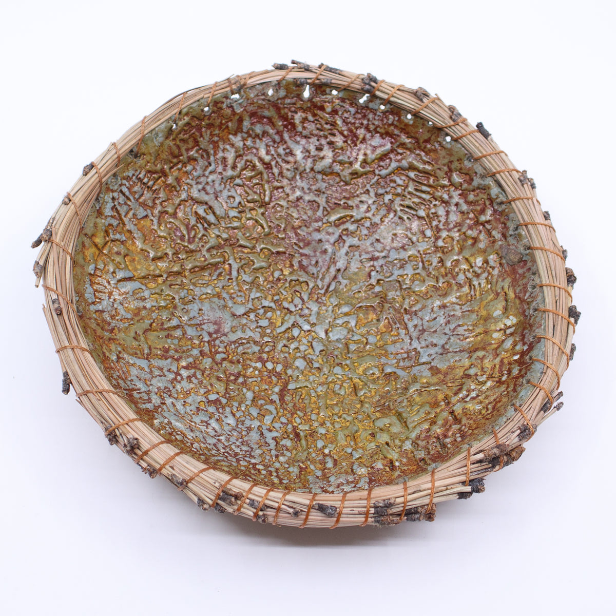 Aqua/Bronze Encaustic Bowl – South Shore Gallery